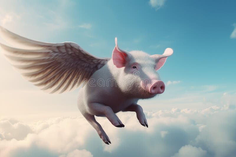 Pig with Wings Flying. Generate Ai Stock Illustration - Illustration of ...