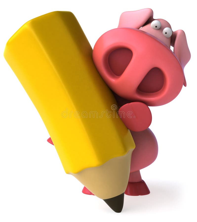 Pig writing stock illustration. Illustration of cartoon - 13445660