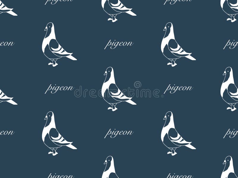 Pigeon Seamless Pattern on Blue Background Stock Illustration ...