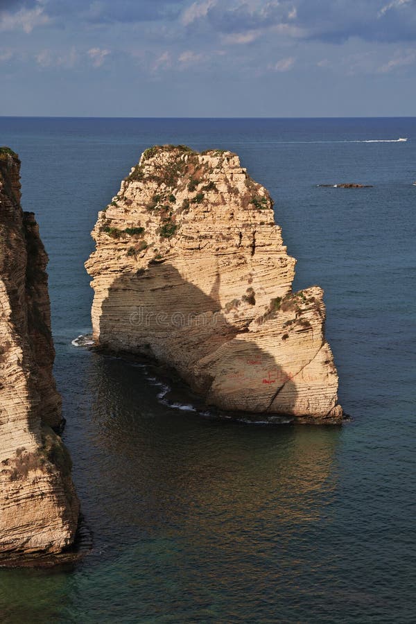 Pigeon Cliffs on Waterfront of Beirut, Lebanon Stock Photo - Image of ...
