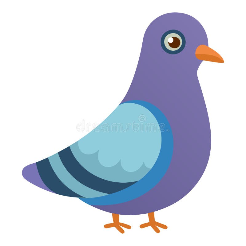 Pigeon, Cute Bird Isolated on White Background Flat Style Stock Vector ...