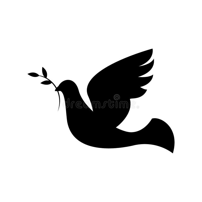 Pigeon. Dove Bird with a Sprig is a Symbol of Peace and Hope Stock ...