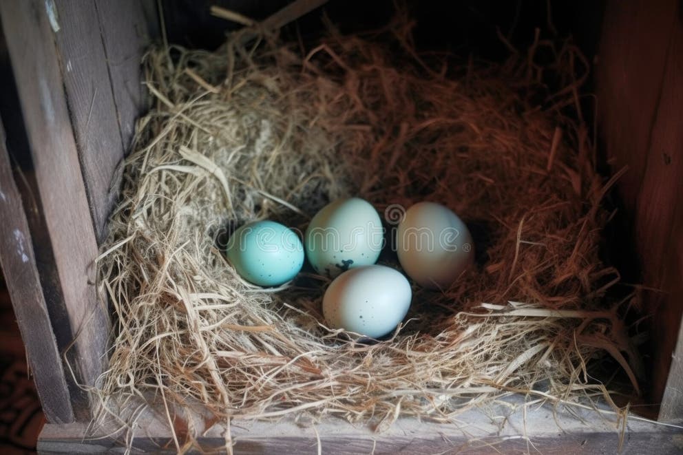 Pigeon Eggs in a Nest Inside the Coop Stock Illustration - Illustration ...