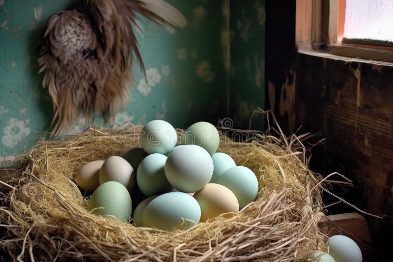 Pigeon Eggs in a Nest Inside the Coop Stock Illustration - Illustration ...