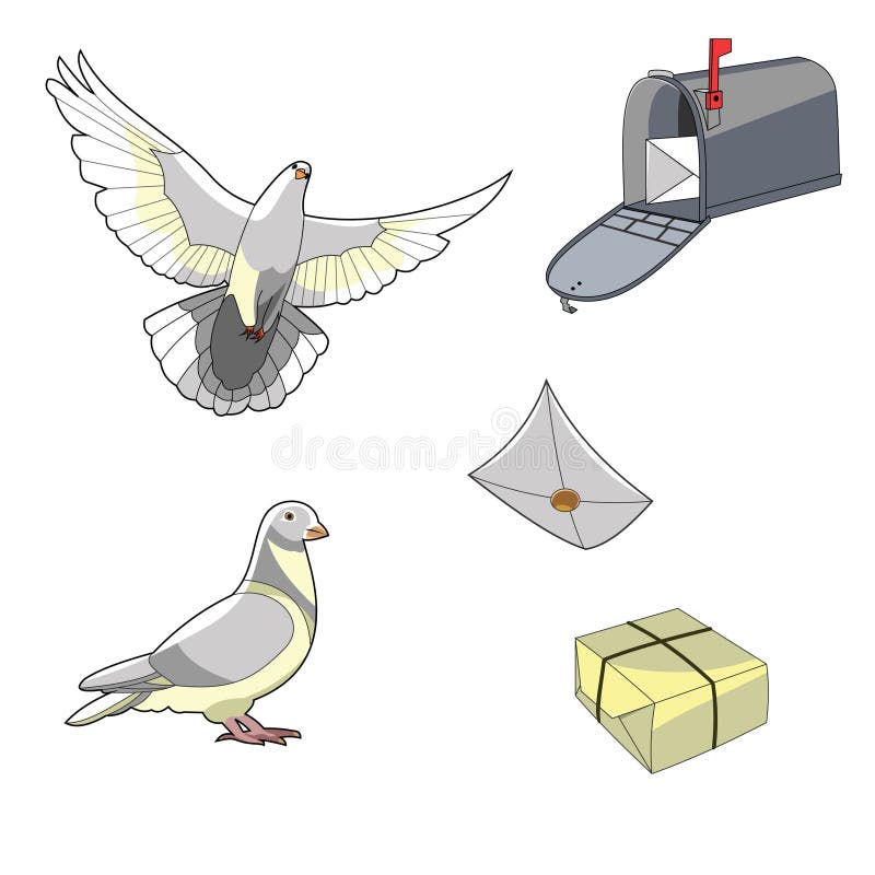 Pigeon mail set1 stock vector. Illustration of package - 40109542