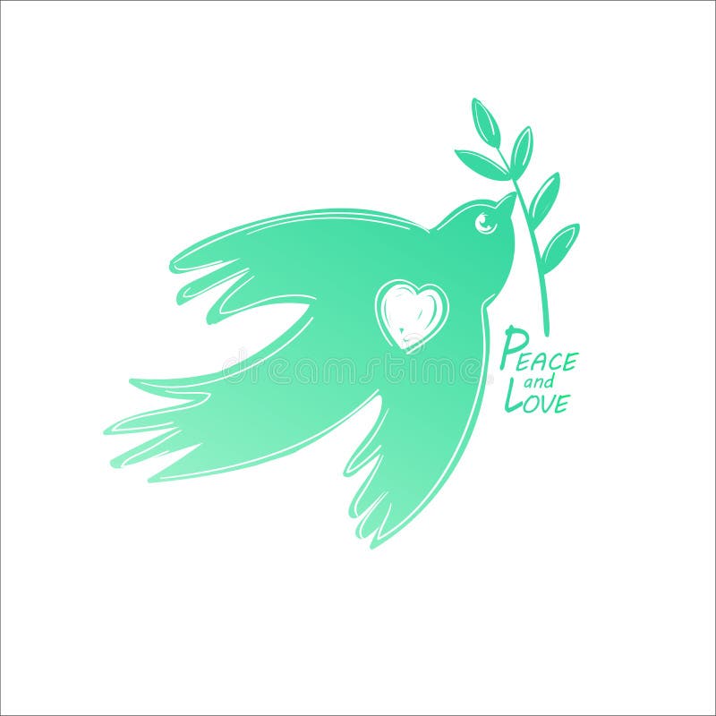 Pigeon of Peace Logotype, Peace Symbol with Flying Bird and Branch with ...