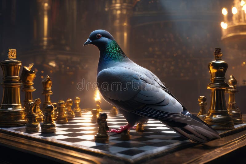 A Pigeon Perched on a Chessboard Stock Illustration - Illustration of ...