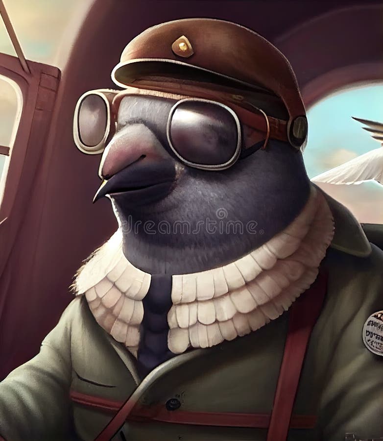 Pigeon Pilot - Generative AI Stock Illustration - Illustration of pilot ...