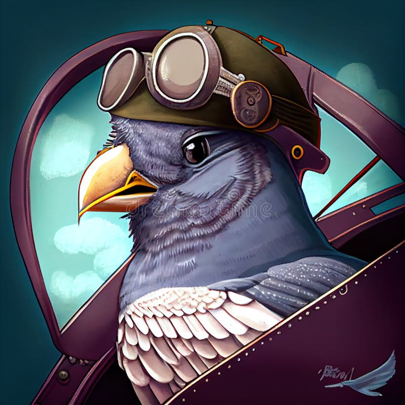Pigeon Pilot - Generative AI Stock Illustration - Illustration of beak ...