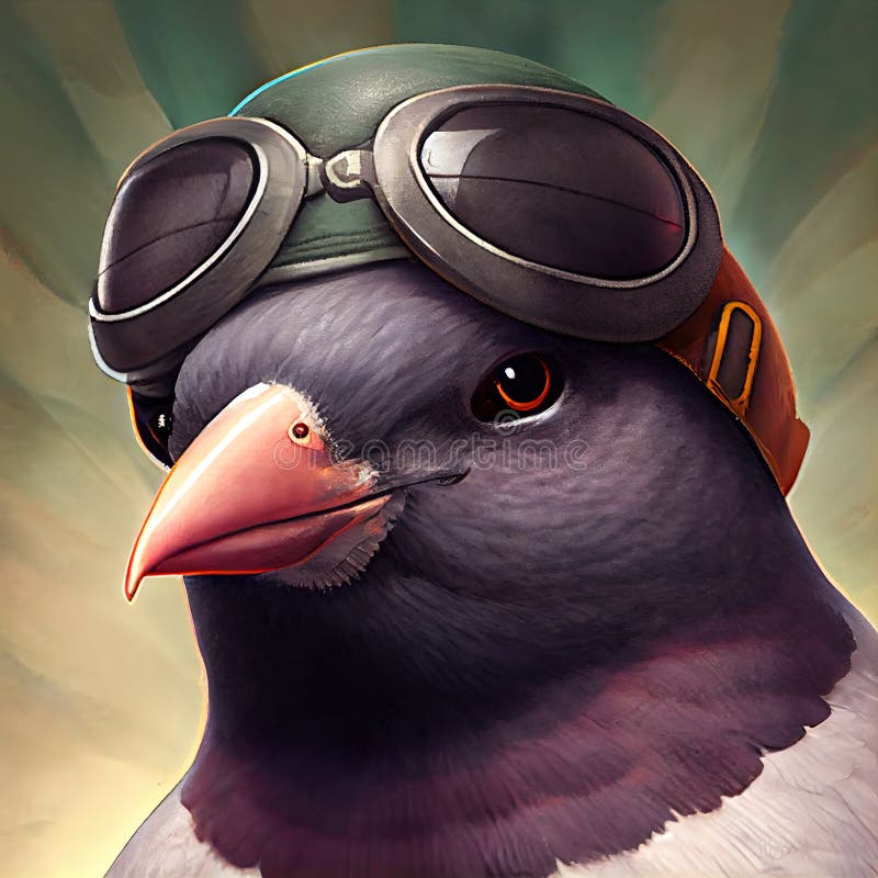 Pigeon Pilot - Generative AI Stock Illustration - Illustration of bird ...