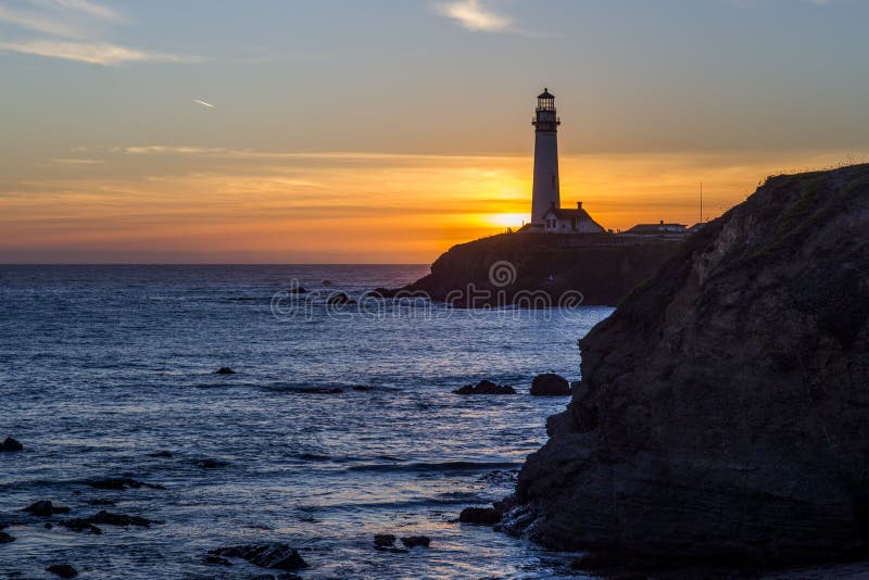 Pigeon Point Lighthouse in Sunset Stock Image - Image of light, beach ...