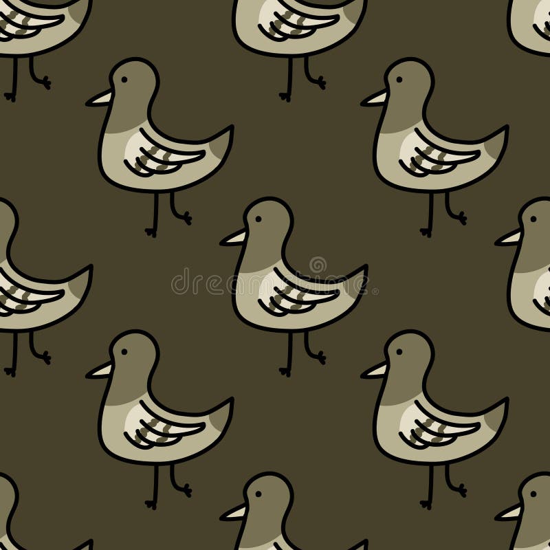 Pigeon Seamless Doodle Pattern, Vector Illustration Stock Illustration ...
