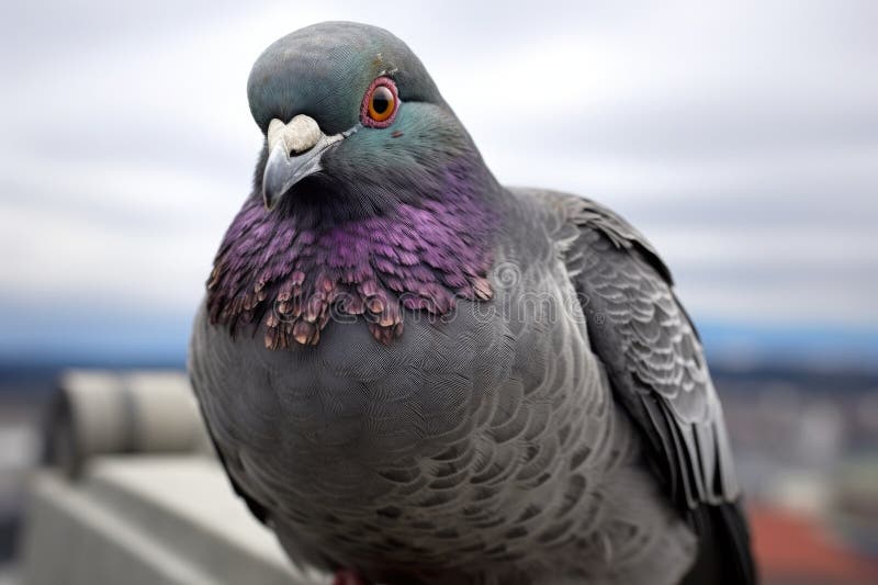 A Pigeon with a Tiny Camera Around Its Neck, on a City Monument Stock ...