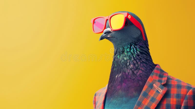 A Pigeon Wearing Sunglasses and a Suit is Looking at the Camera with a ...