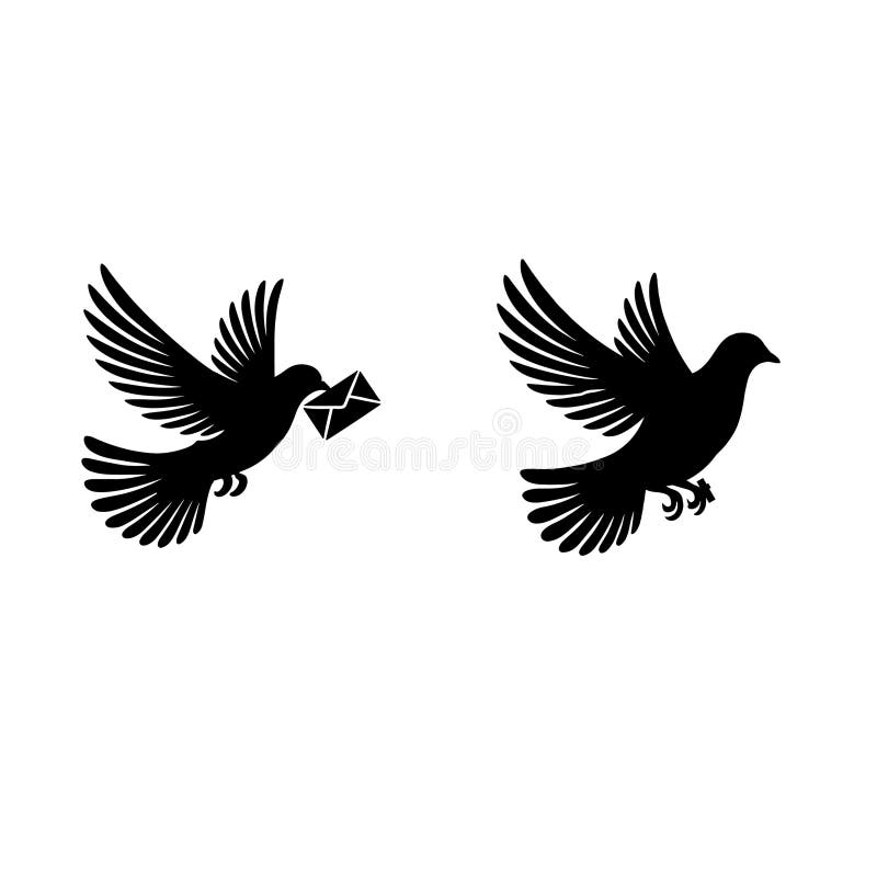 Pigeons carrying message stock illustration. Illustration of drawing ...