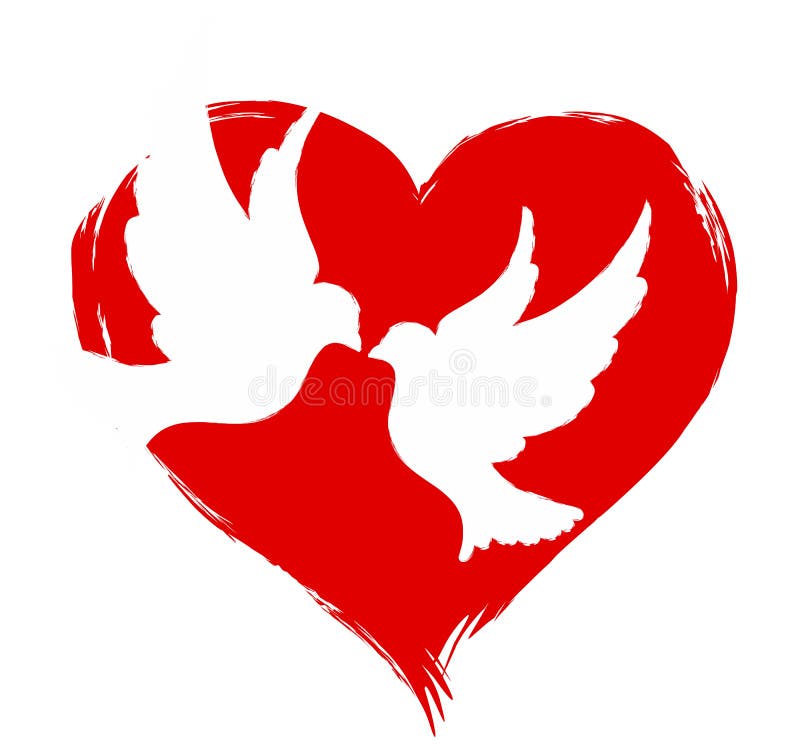 Pigeons with heart. stock vector. Illustration of symbol - 65805755