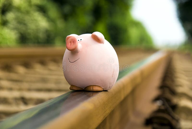 Piggy bank stock photo. Image of rails, railway, tracks - 12820152