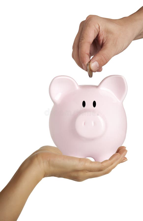 Penny Piggy Bank Hand stock image. Image of coin, increasing - 24285201