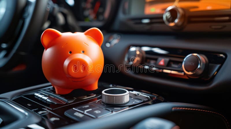 Piggy Bank in Car Interior. AI Generated Stock Illustration ...