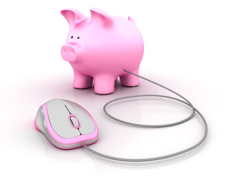 Piggy Bank Chart with Computer Mouse Stock Illustration - Illustration ...
