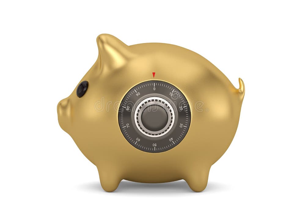 Piggy Bank with Code Lock Isolated on White Background. 3D Illustration ...