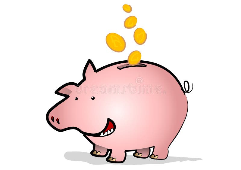Piggy Bank Coins stock vector. Illustration of comic, falling - 1862852