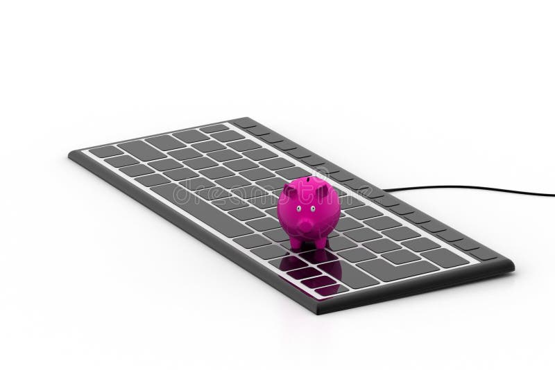 Piggy Bank on Computer Keyboard Stock Illustration - Illustration of ...