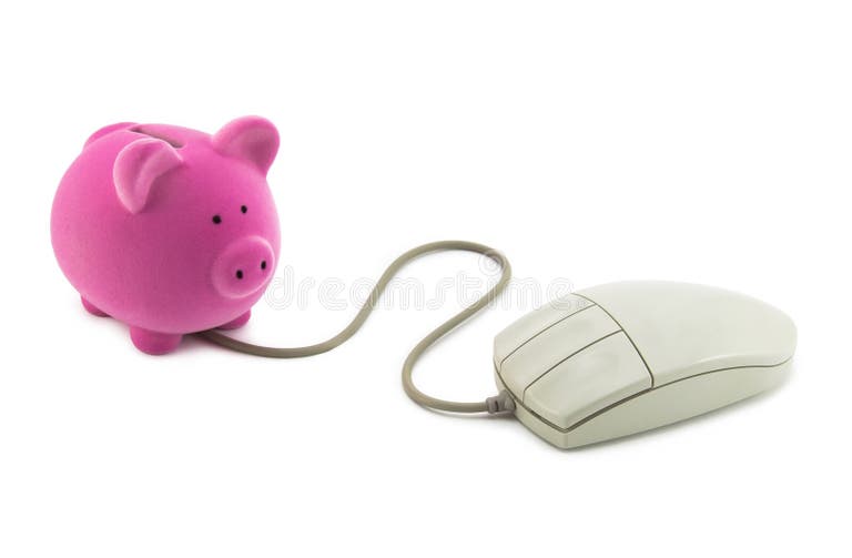 Piggy Bank with Computer Mouse Stock Image - Image of internet ...
