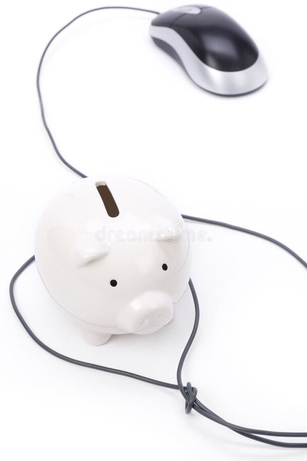 Piggy Bank and Computer Mouse Stock Photo - Image of bank, coin: 3271710