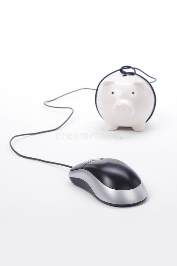 Piggy Bank and Computer Mouse Stock Photo - Image of retirement ...