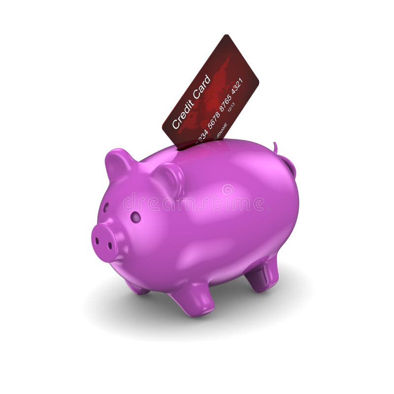 Piggy Bank & Credit Card stock illustration. Illustration of savings ...