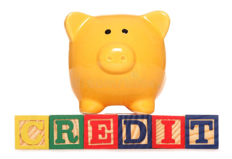 Piggy Bank with Credit Text Stock Image - Image of bank, alphabet: 26687529