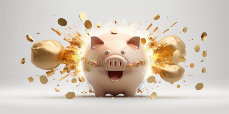 Piggy bank exploding stock image. Image of credit, investment - 270703507