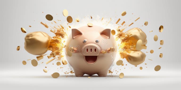 Piggy bank exploding stock image. Image of credit, investment - 270703507