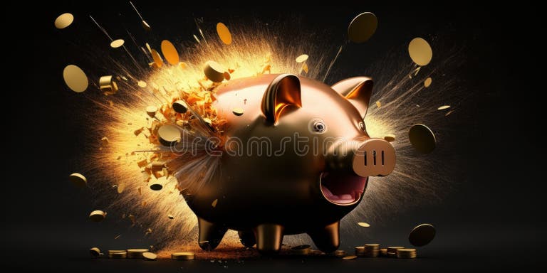 Piggy bank exploding stock image. Image of wealth, finance - 270703513
