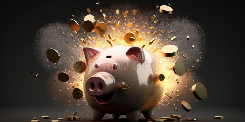 Piggy bank exploding stock illustration. Illustration of savings ...