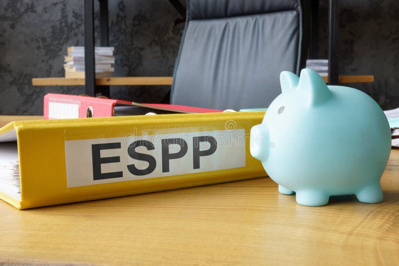 Piggy Bank and Folder with Employee Stock Purchase Plan ESPP. Stock ...