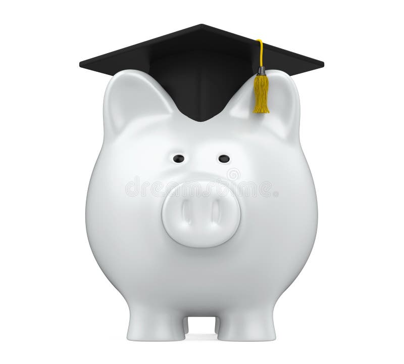 Piggy Bank with Graduation Cap Isolated Stock Illustration ...