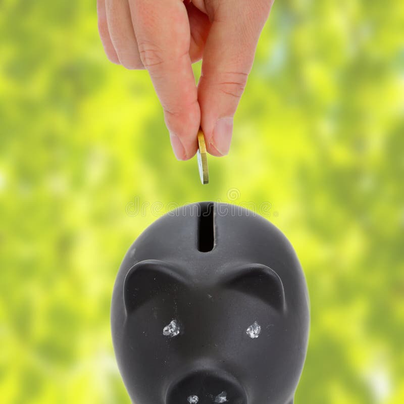 Piggy Bank and Hand with Coin Stock Image - Image of concept, life ...