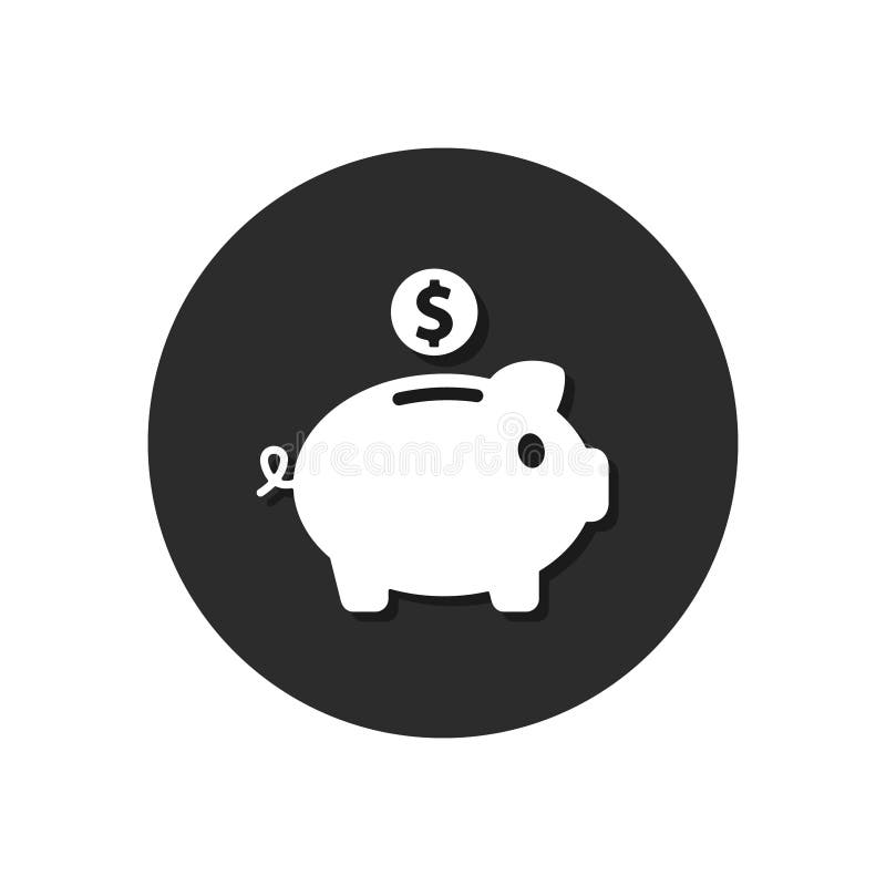 Piggy Bank Icon on Round Black Button Vector Illustration Stock Vector ...