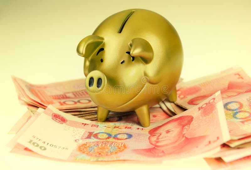 Piggy Bank and One-hundred Rmb Stock Image - Image of finance, rich ...