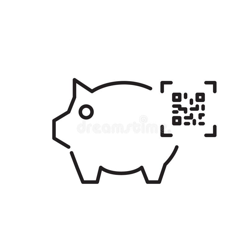 Piggy Bank with Qr Code. Easy Savings Access. Pixel Perfect Icon Stock ...