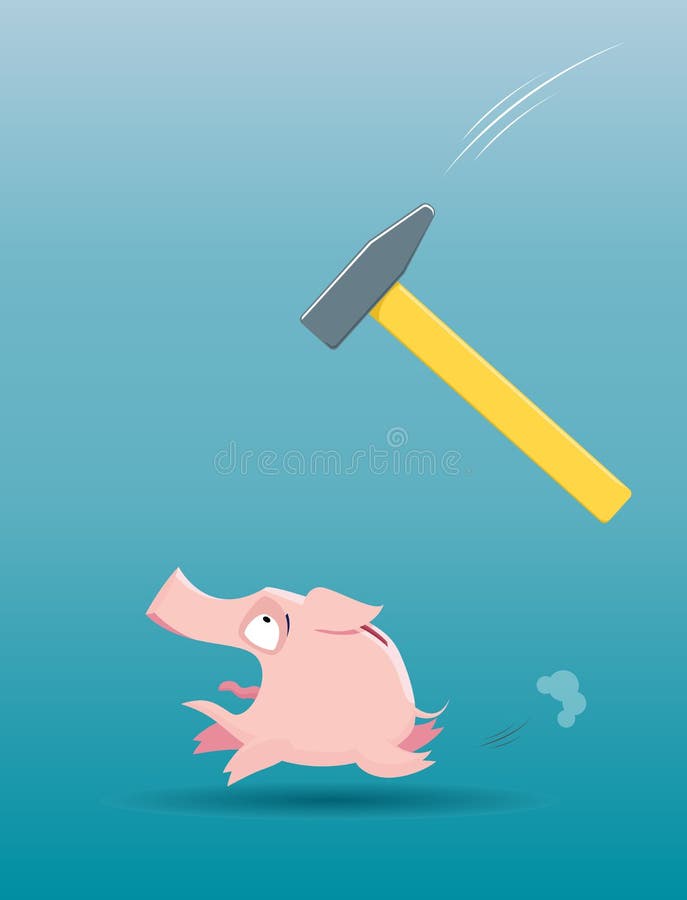 Hammer Falling on the One To Be Fired Stock Illustration - Illustration ...