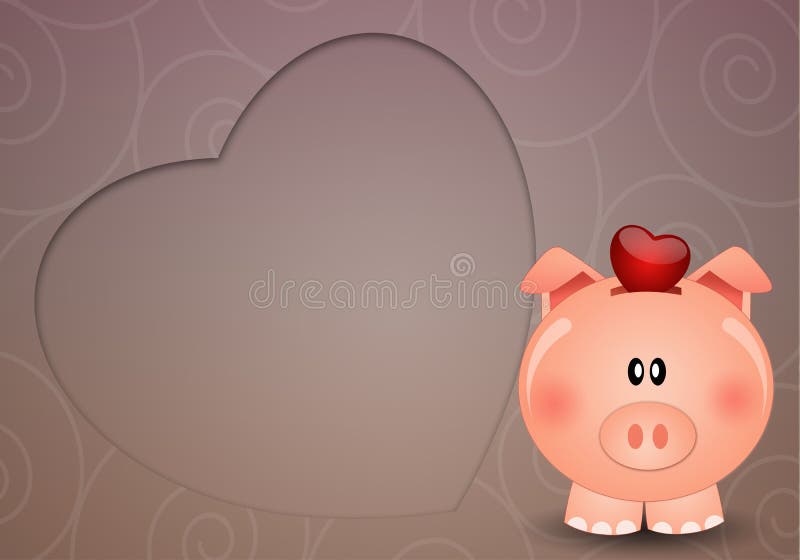 Piggy bank for save love stock illustration. Illustration of joyful ...