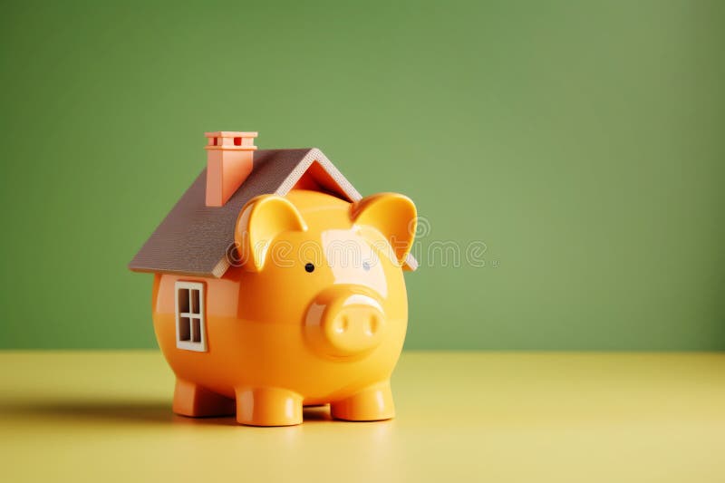 Piggy Bank in the Shape of House Stock Illustration - Illustration of ...