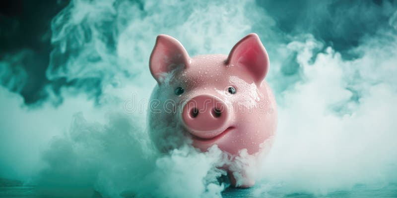 Piggy Bank in Smoke stock image. Image of concept, suspense - 366136659