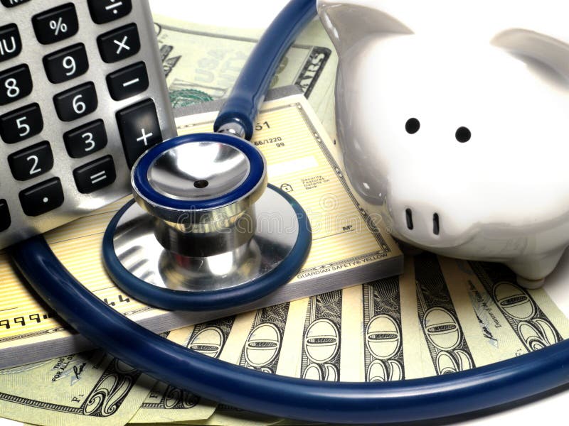 Piggy Bank with Stethoscope, Check, Money Stock Image - Image of ...