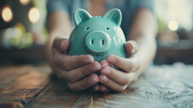 The Piggy Bank on Table.AI Generated Image Stock Photo - Image of ...