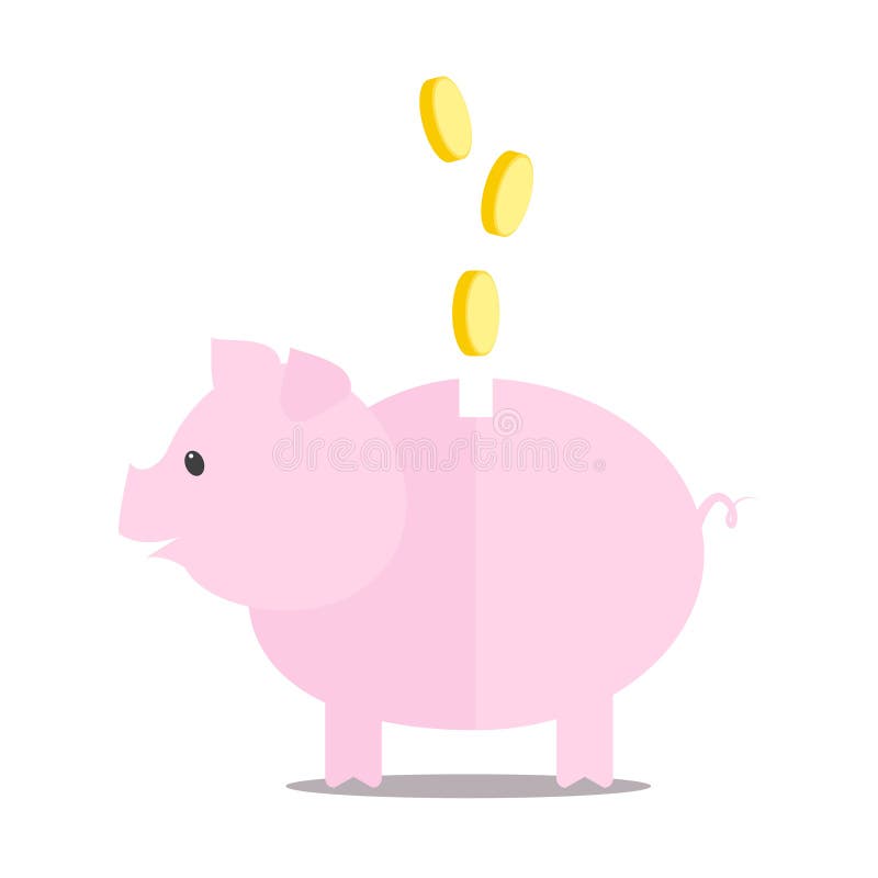 Piggy Bank Vector Illustration Pig with Coins Stock Illustration ...
