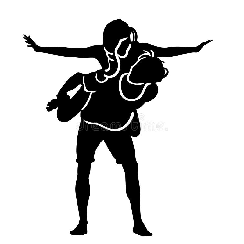 Piggyback, Hand Drawn, Vector, Eps, Logo, Icon, Crafteroks, Silhouette ...